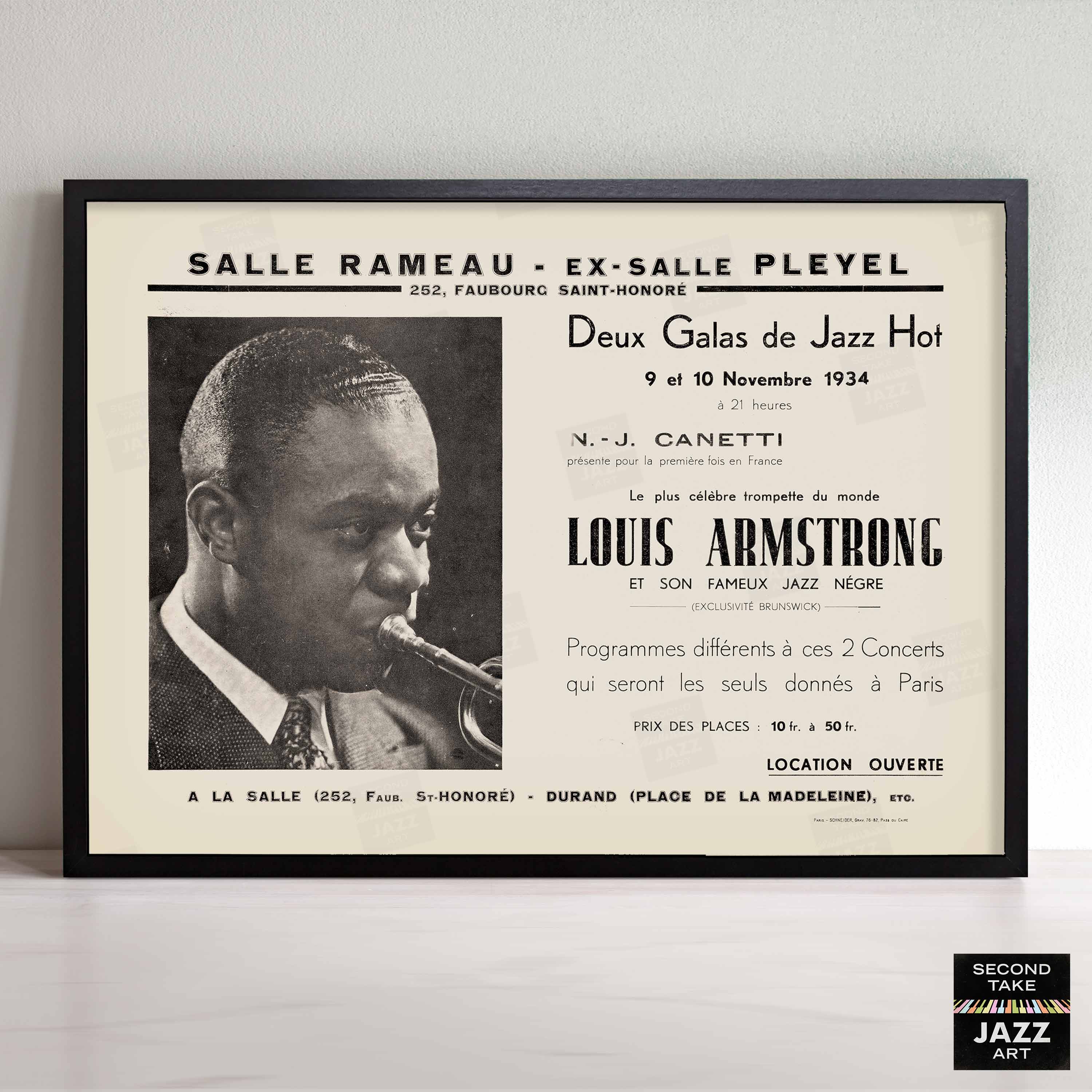 Louis Armstrong jazz poster - Salle-Pleyel - Paris - 1934 ...