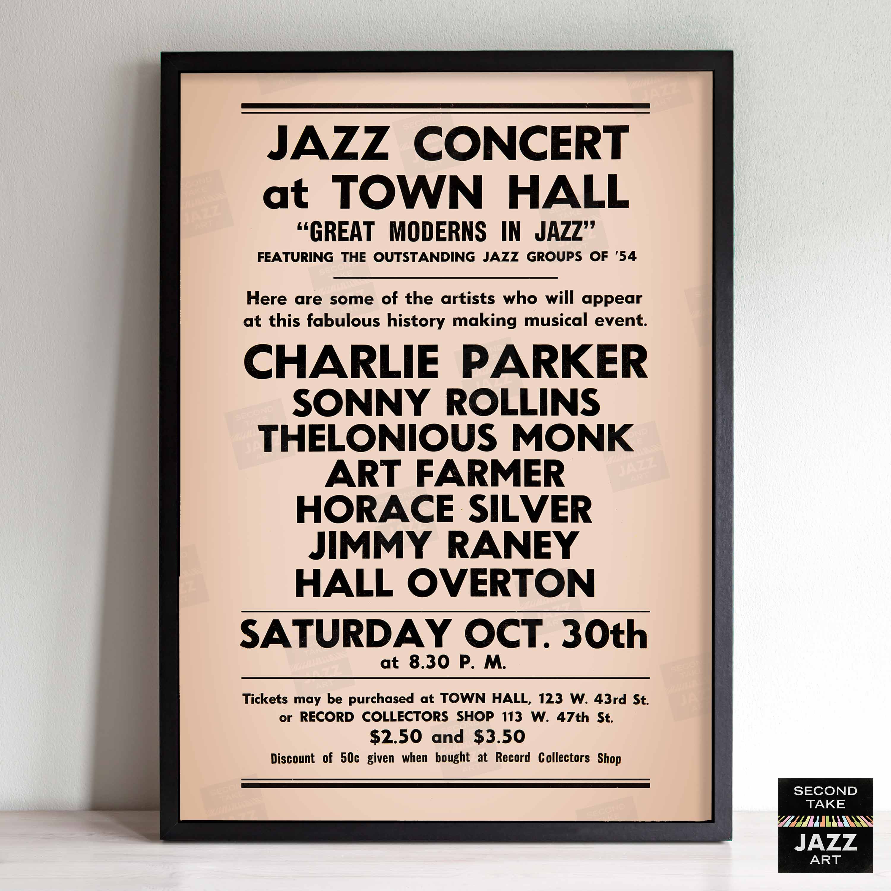 Charlie Parker - Sonny Rollins - Thelonious Monk jazz poster - Town Ha ...