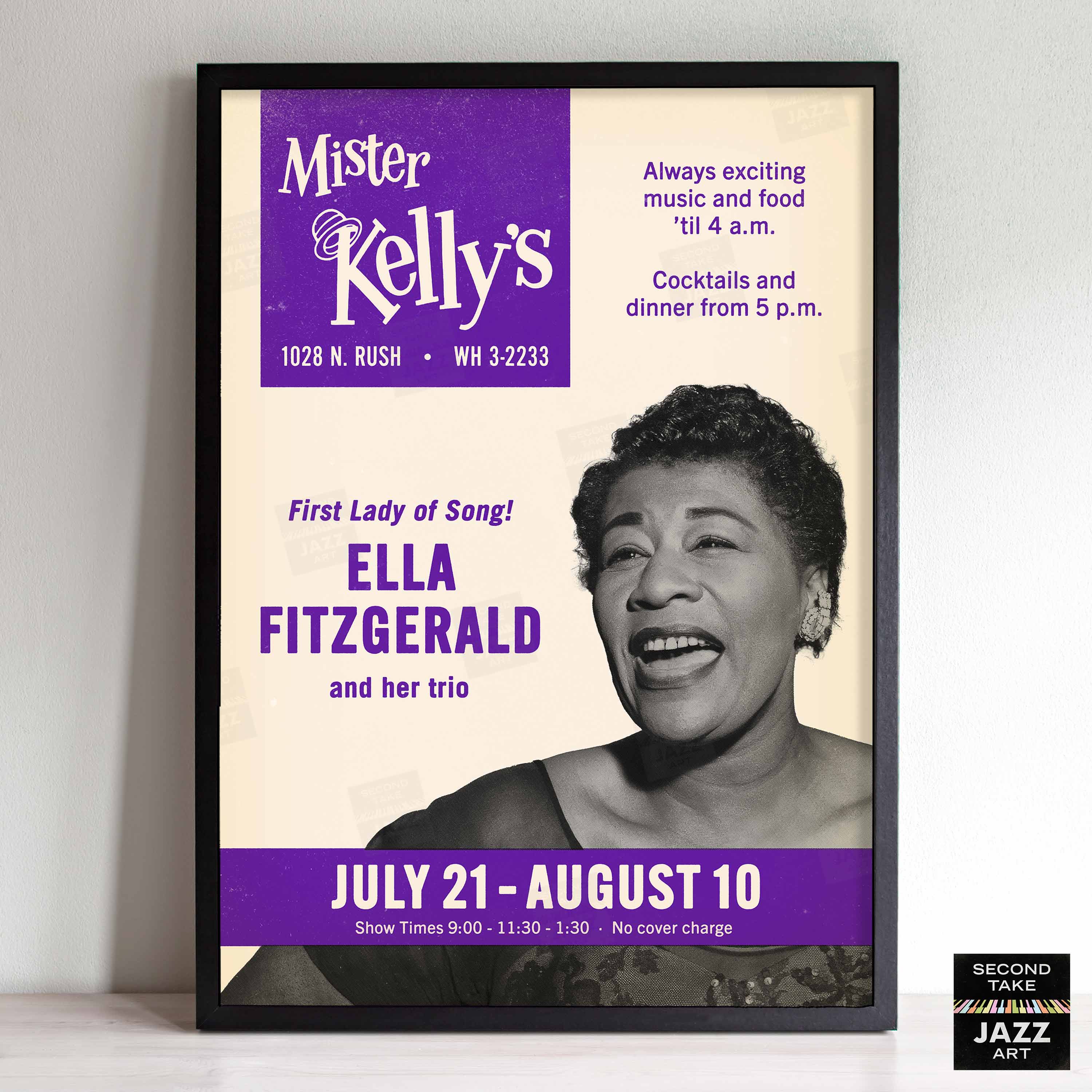 Ella Fitzgerald jazz poster - Live at Mister Kelly's - Chicago - 1958 ...