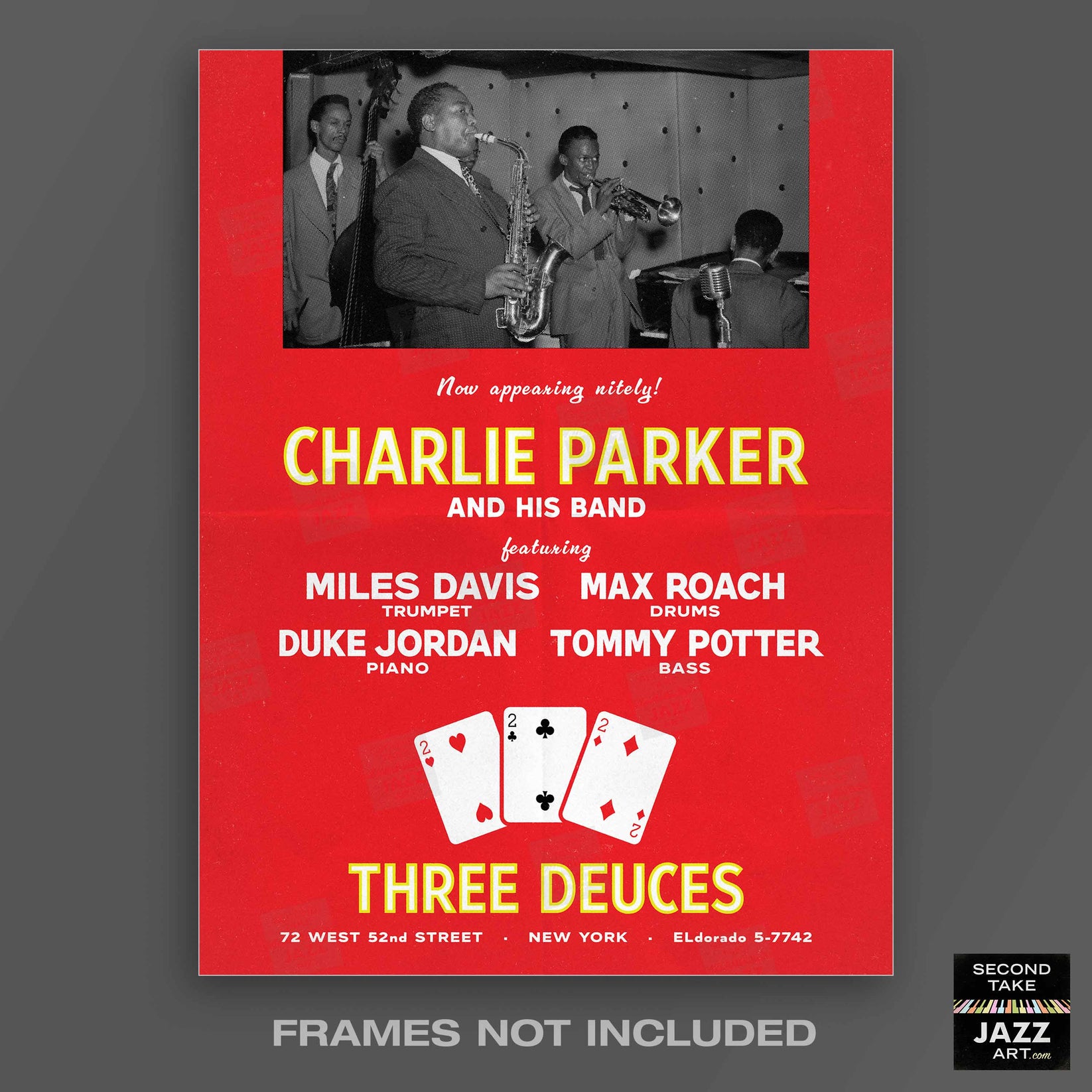 Charlie Parker - Miles Davis jazz poster - Three Deuces - 1947 ...